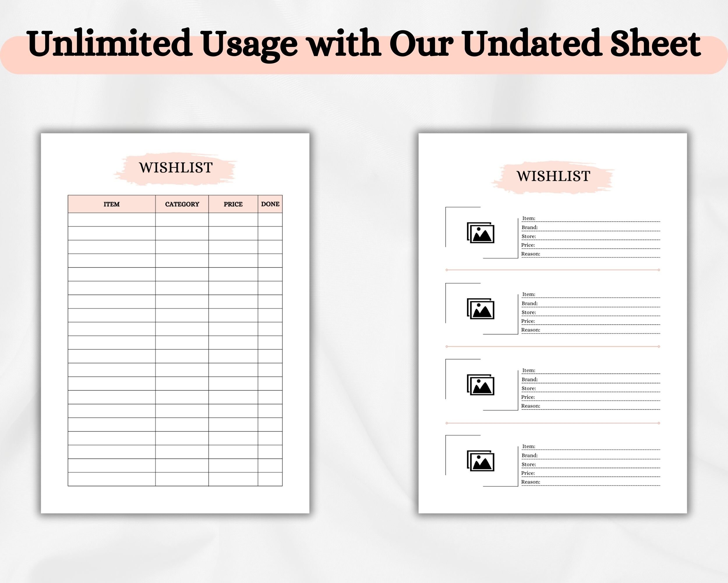 Printable Wish List Sheet, Christmas, Birthday, Holiday, Shopping Wish ...