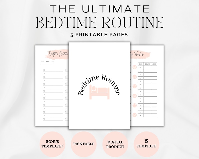 Printable Bedtime Routine, Sleep Tracker, Sleep Goals, Bedtime ...
