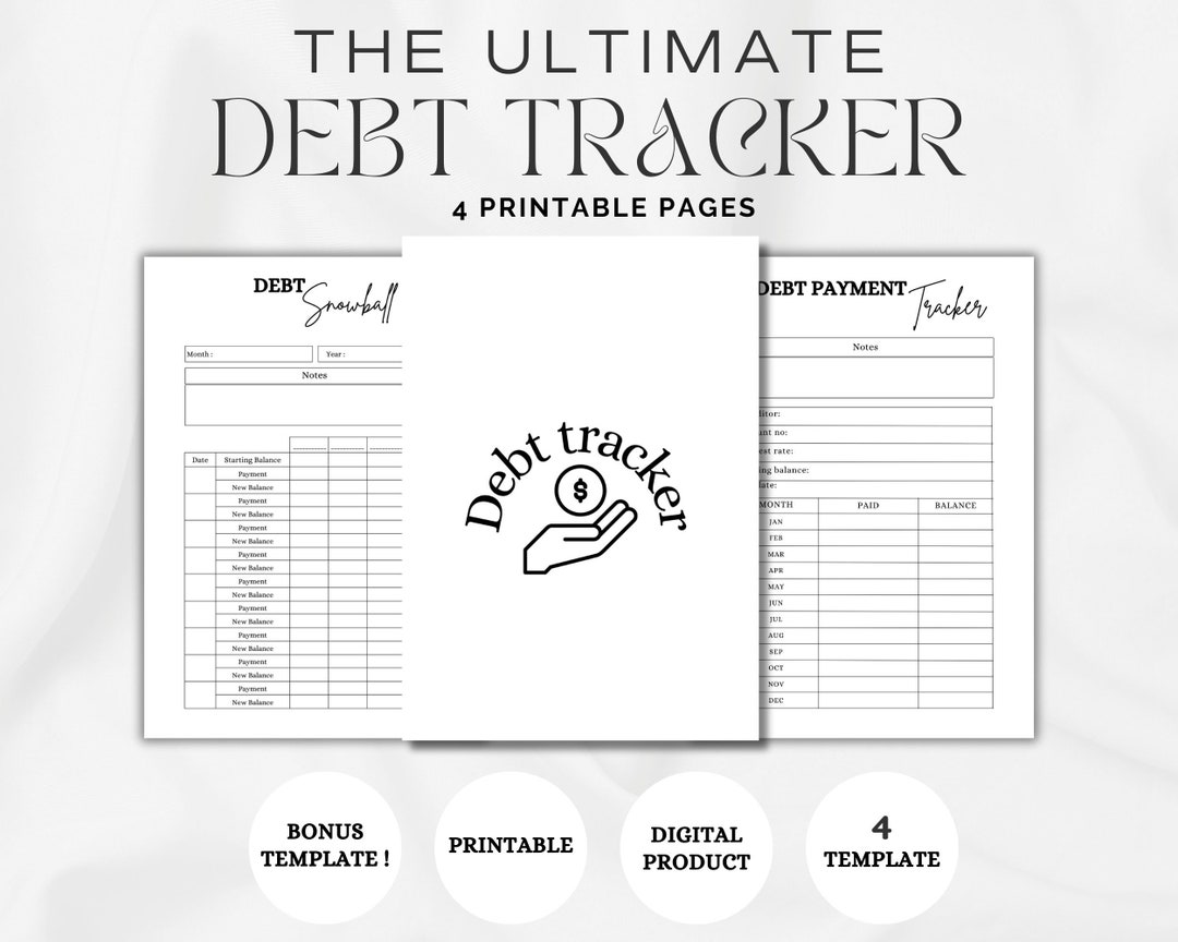 Printable Debt Tracker: Debt Management , Debt Snowball, Debt Payoff ...