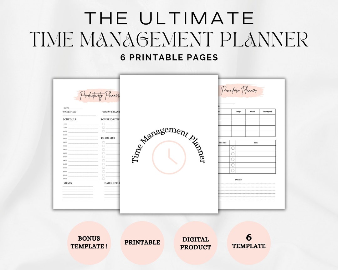 Printable Time Management Planner, Time Tracker, Pomodoro Planner ...