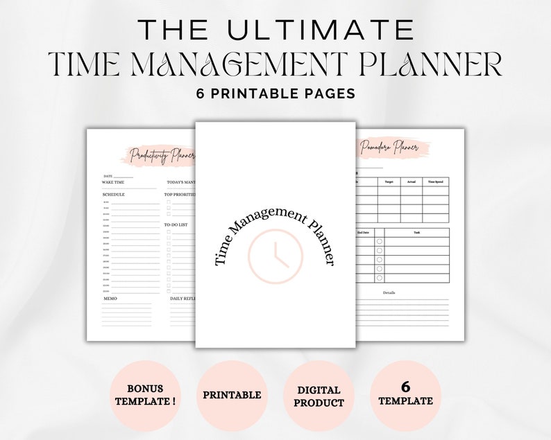 Printable Time Management Planner, Time Tracker, Pomodoro Planner ...