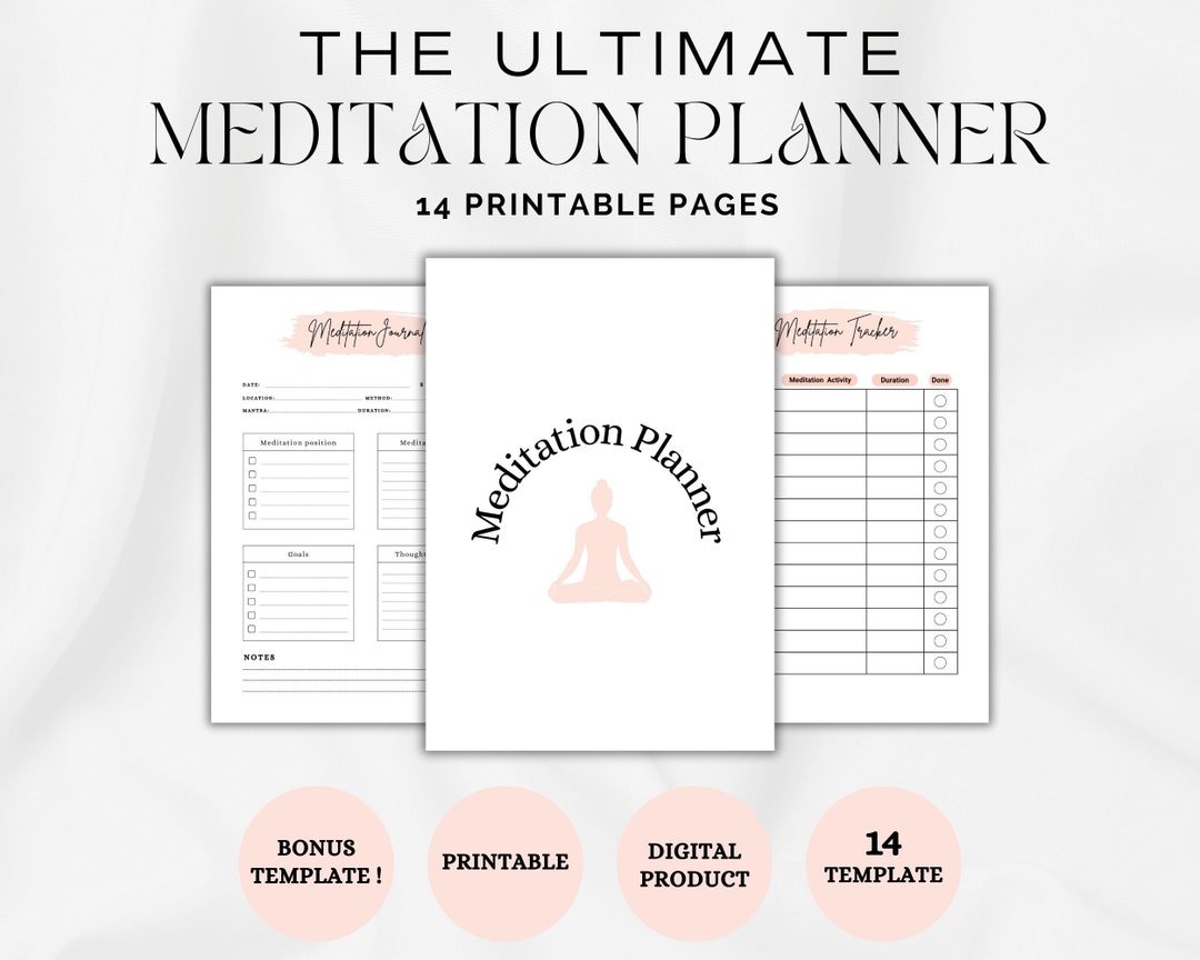 Printable Meditation Planner: Meditation Journal, Gratitude Journal ...