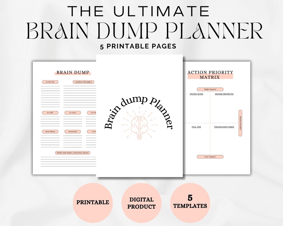 Printable Brain Dump Planner: to Do List, Weekly to Do List, Brain Dump ...