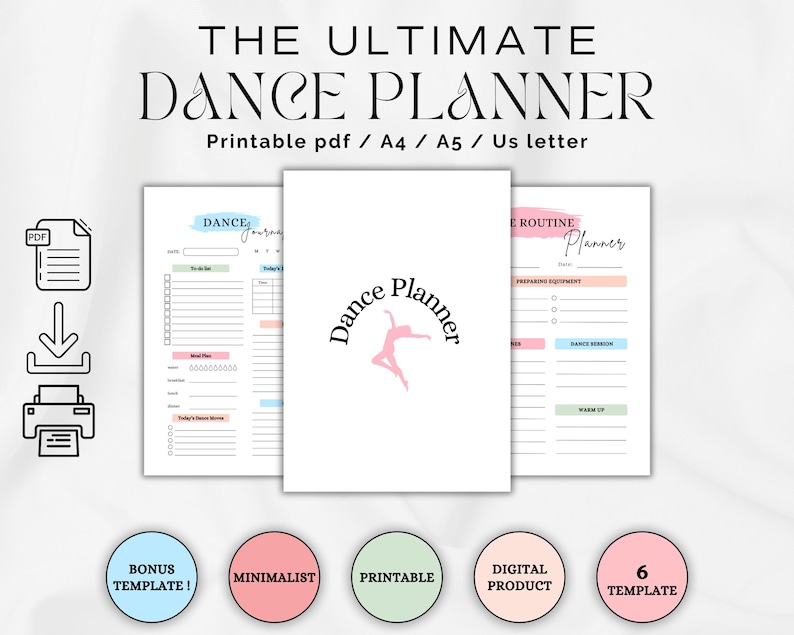 Printable Dance Planner: Dance Routine Planner, Dance Journal, Dance ...