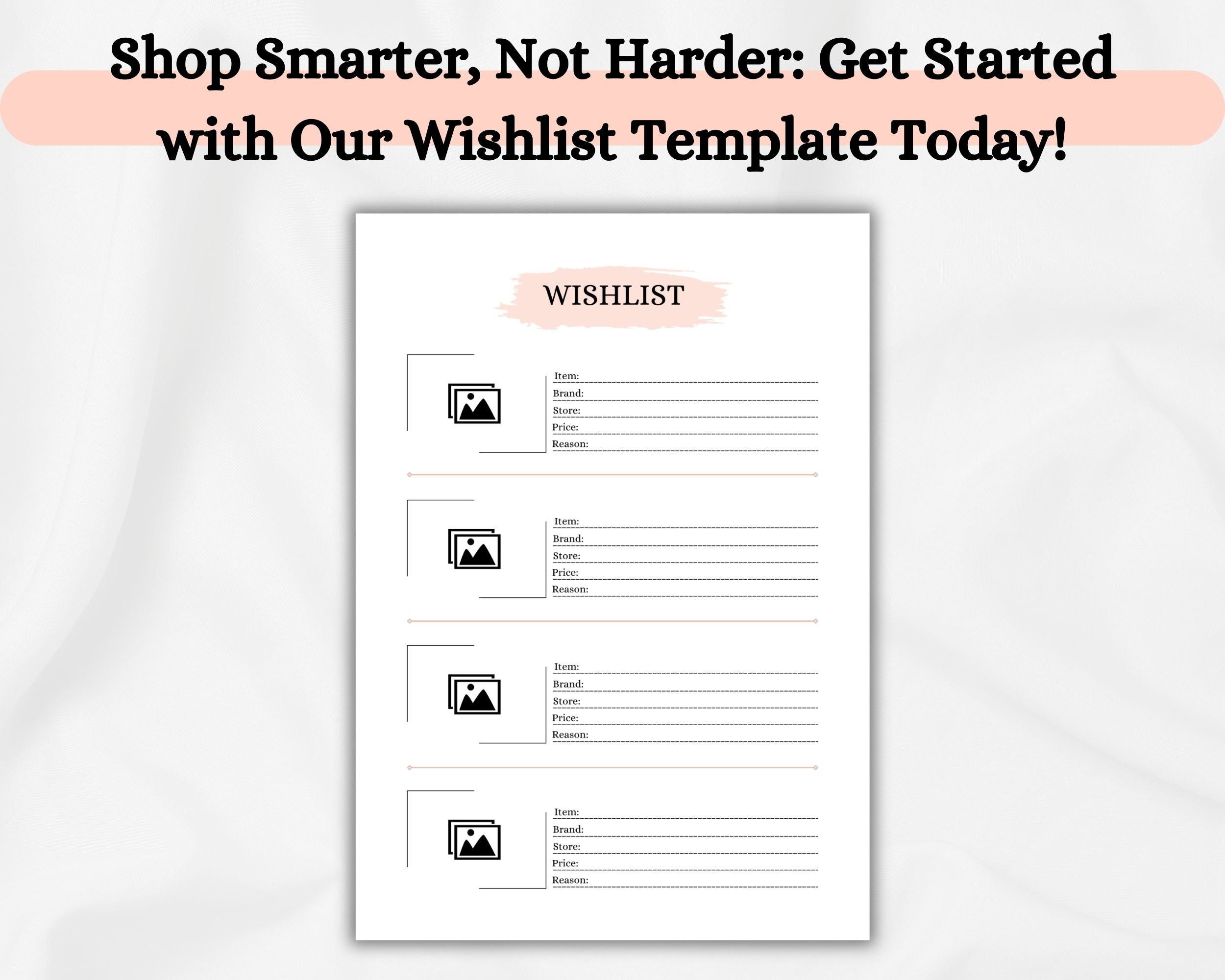 Printable Wish List Sheet, Christmas, Birthday, Holiday, Shopping Wish ...