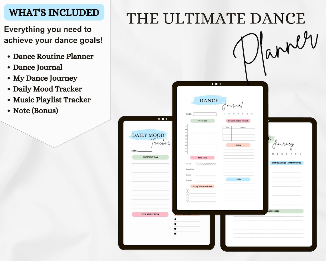 Printable Dance Planner: Dance Routine Planner, Dance Journal, Dance ...