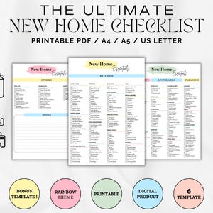 New Home Essentials Checklist, New Home Checklist Printable, First ...