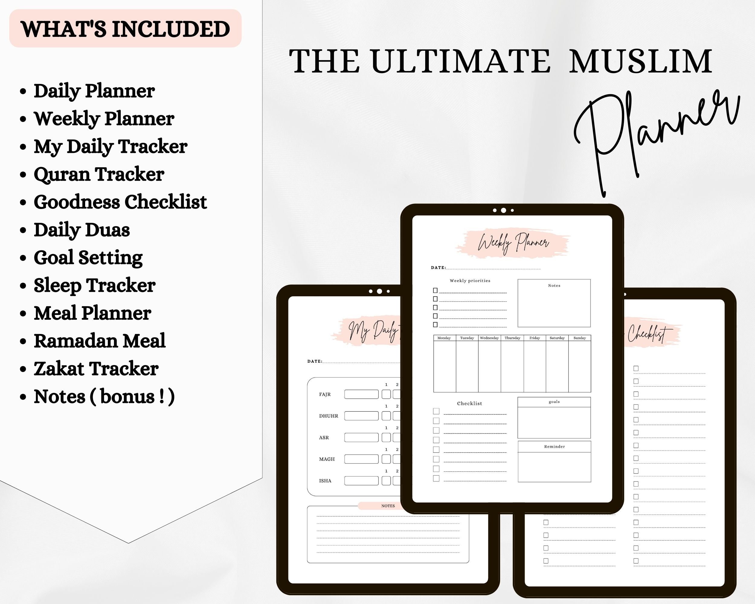 Printable Muslim Planner: Quran Tracker, Islamic Tracker, Salah Tracker ...