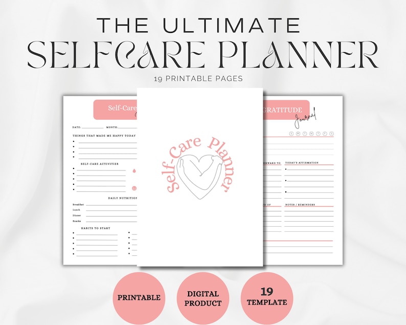 Digital Self-care Planner : Printable Planners & Wellness Organizers ...