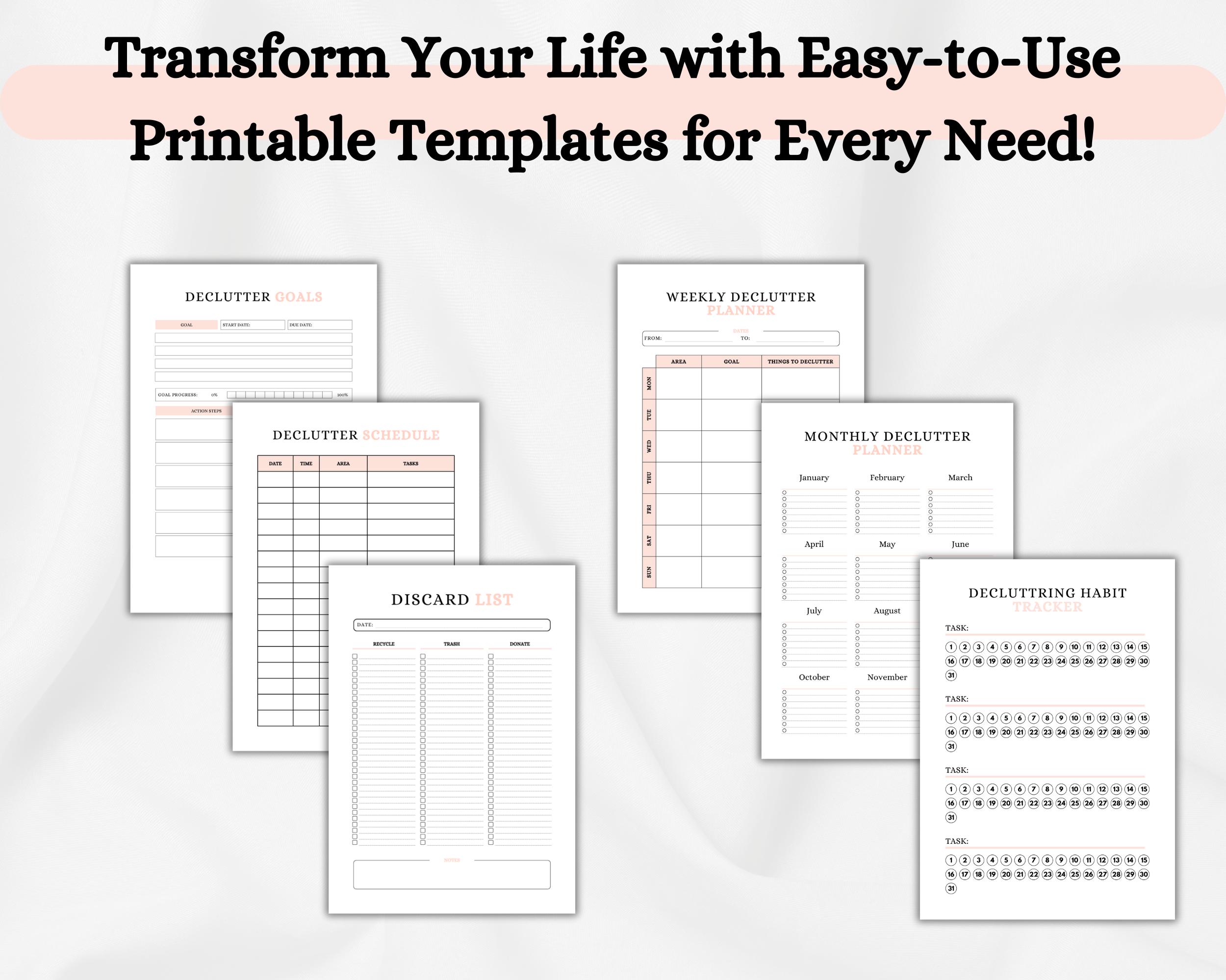 Declutter Checklist, 30-day Declutter Challenge, Adhd Declutter Planner ...