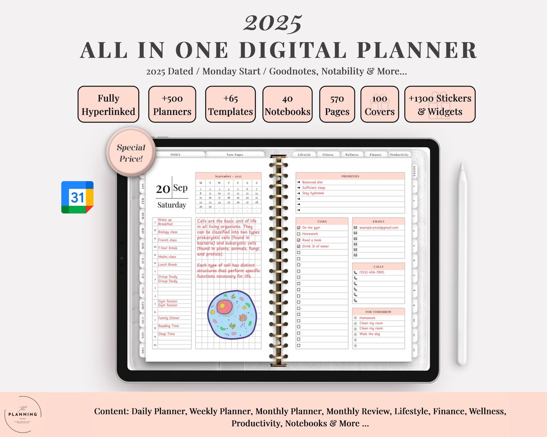 2025 All-in-one Digital Planner, Notability Planner, 2025 iPad Planner ...