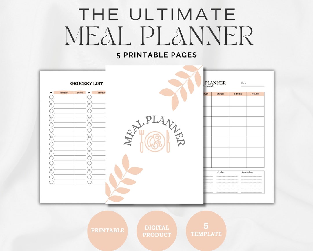 Ultimate Digital Meal Planner: Meal Plan Template, Meal Prep, Kitchen ...