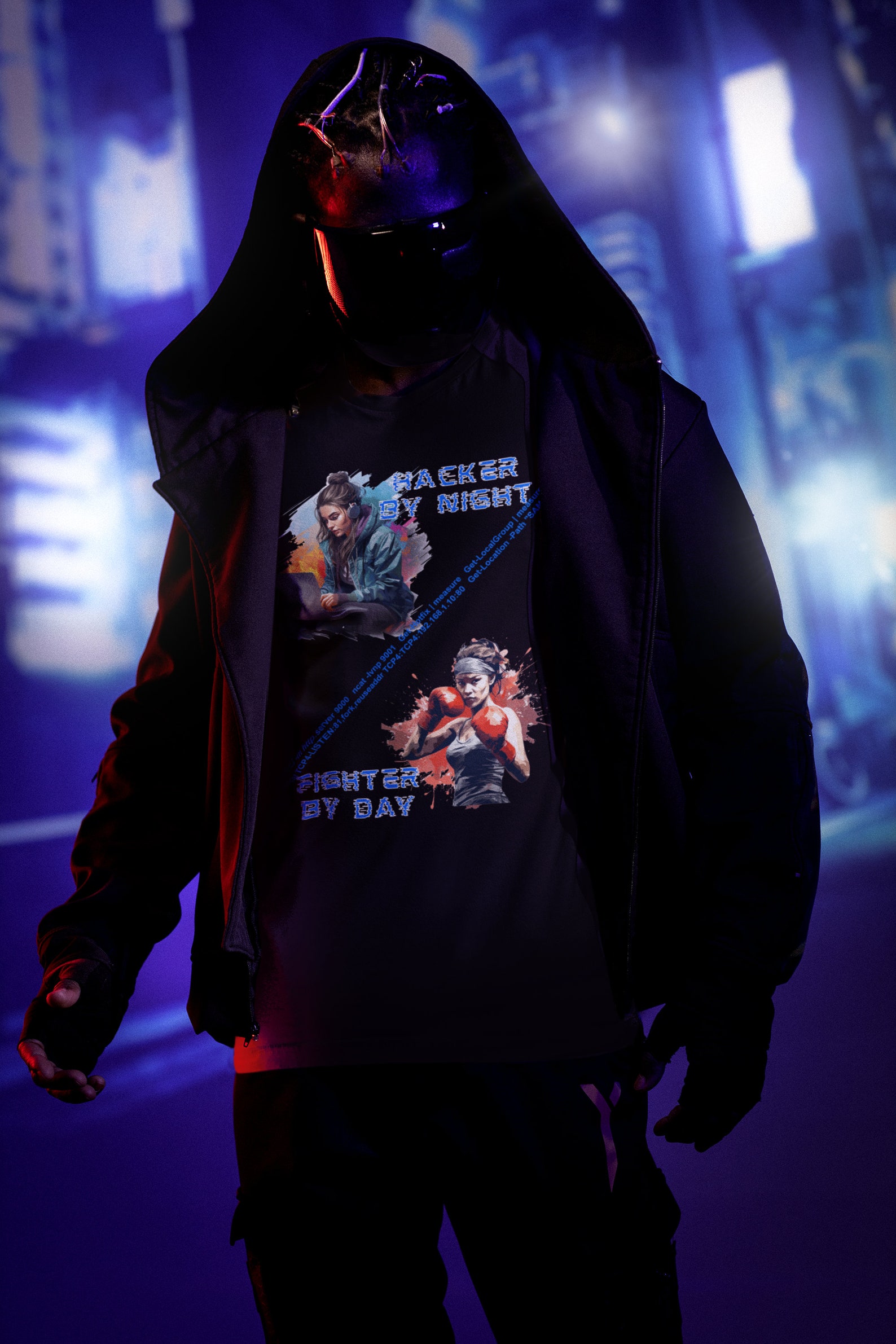 Hacker by Night, Fighter by Day, Hacker T-shirt, Fighter T-shirt, Cool ...