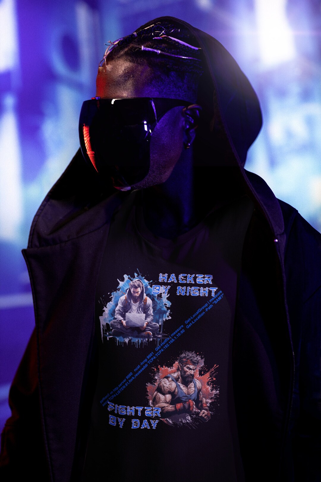 Hacker by Night, Fighter by Day, Hacker T-shirt, Fighter T-shirt, Cool ...