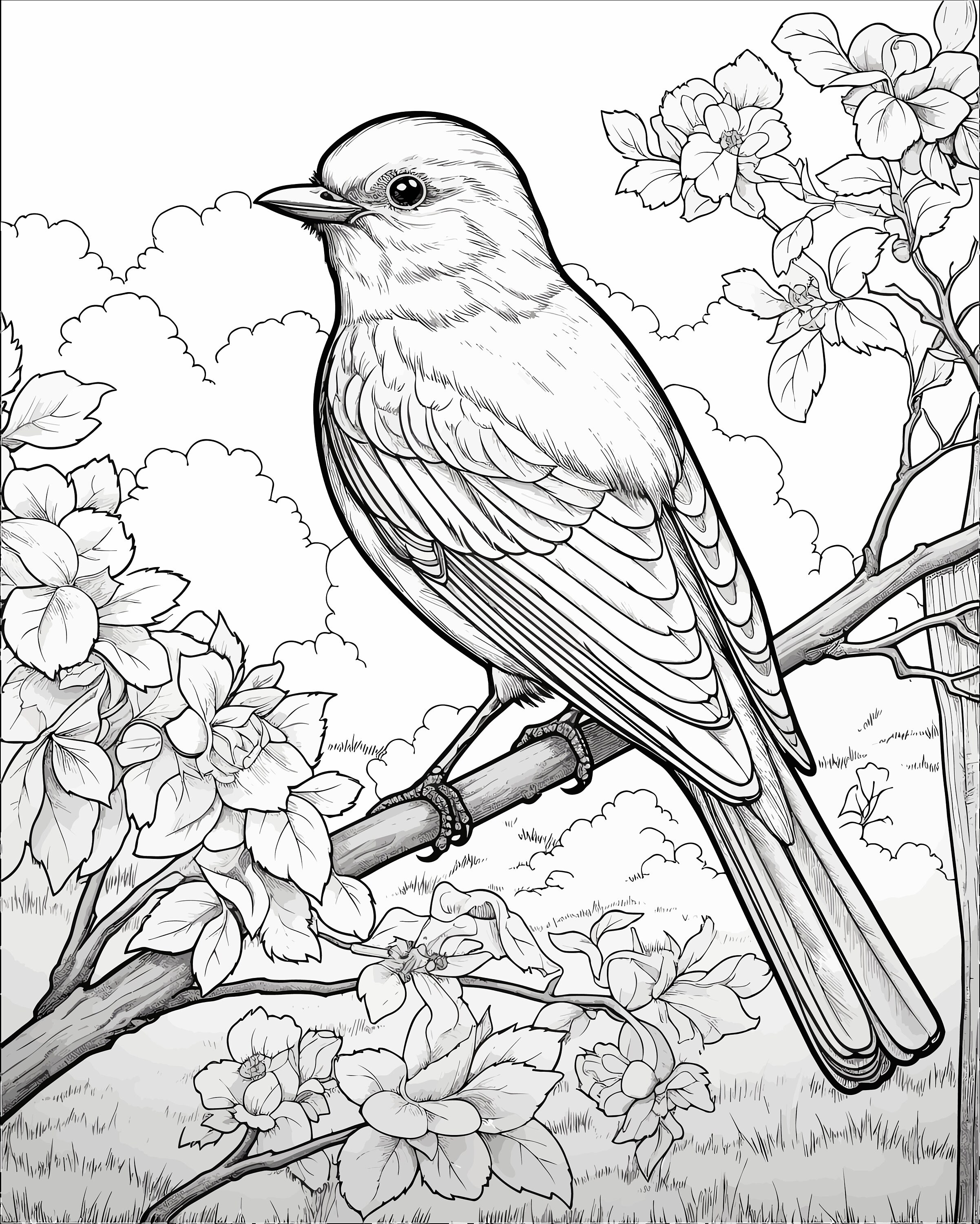 Beautiful Birds Simple Coloring Pages - Bluebirds Cardinals Owls Eagles ...