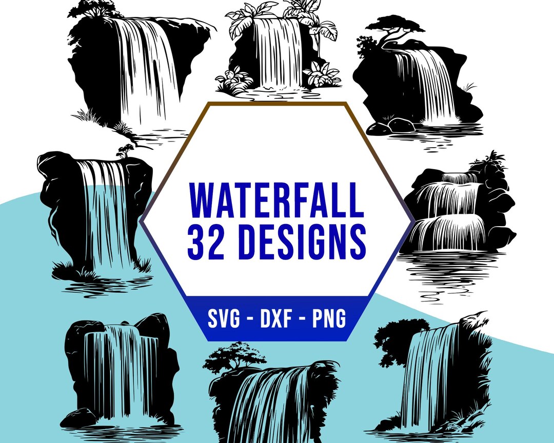 Natural Waterfall SVG Bundle, Water Tropical Cascade SVG Pack, Cricut ...