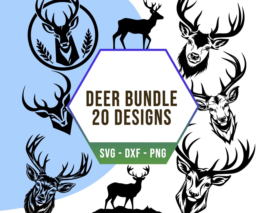 Nature Deer SVG Bundle, Cute Deer SVG Pack, Cricut Silhouette Files for ...