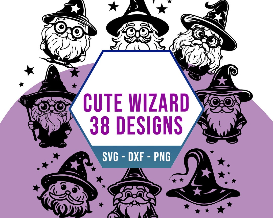 Cute Wizard SVG Bundle, Small Sorcerer and Magician SVG Pack, Cricut ...