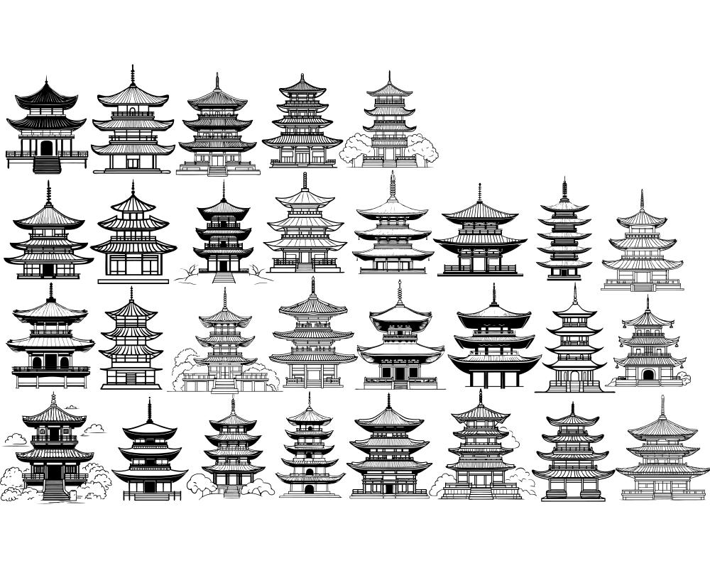 Asian Temple SVG Bundle, Cultural Religious Shrine SVG Pack, Cricut ...