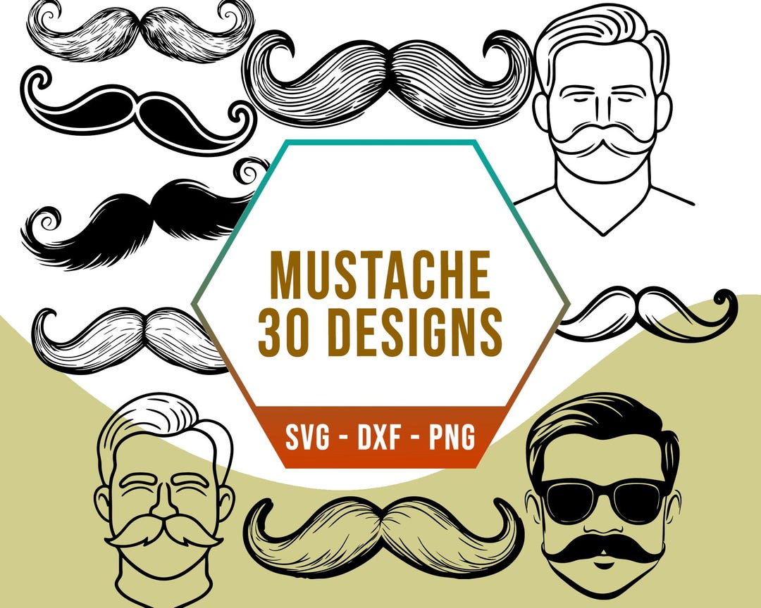 Mustache Facial Hair SVG Bundle, Barber Fashion Beard SVG Pack, Cricut ...