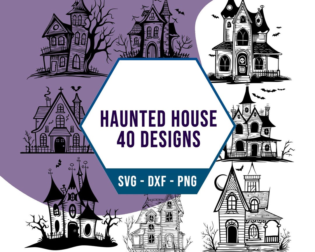 Haunted House SVG Bundle, Spooky Halloween Mansion SVG Pack, Cricut ...
