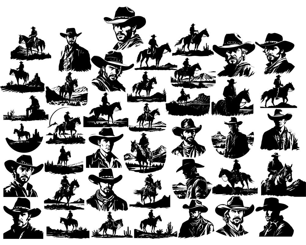 Western Cowboy SVG PNG Bundle, Horse Mountain Country SVG Pack, Cricut ...
