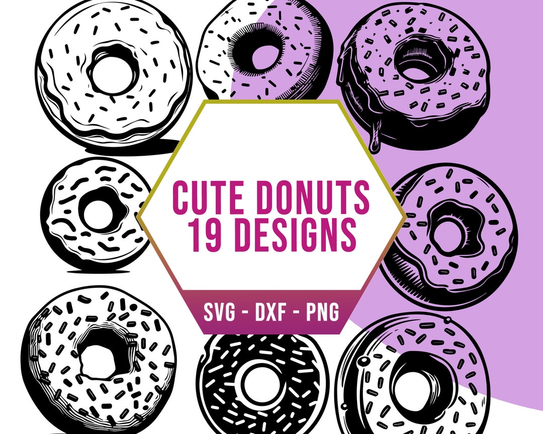 Cute Donuts SVG Bundle, Sweet Foodies Doughnut Cake SVG Pack, Cricut ...