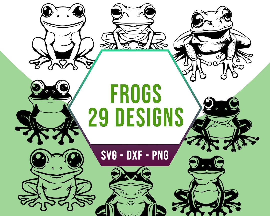 Cute Frogs SVG Bundle, Kawaii Nature Toad SVG Pack, Cricut Silhouette ...