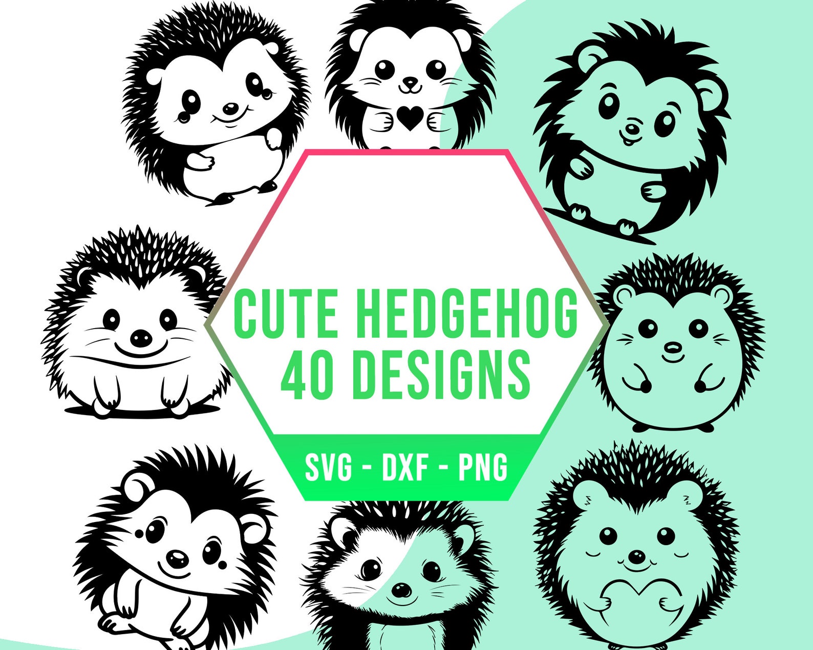 Cute Hedgehog SVG PNG Bundle, Simple Kid Spiky Animal SVG Pack, Cricut ...