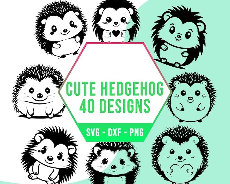 Cute Hedgehog SVG PNG Bundle, Simple Kid Spiky Animal SVG Pack, Cricut ...