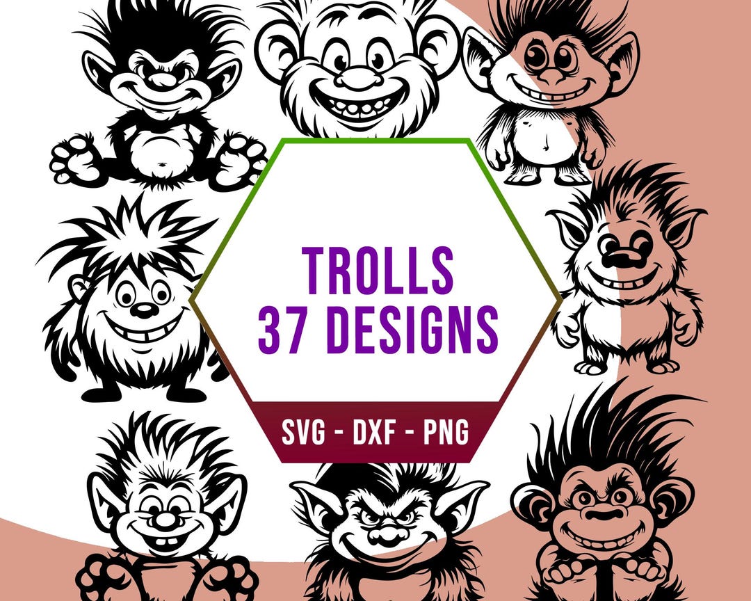 Cute Ugly Trolls SVG Bundle, Happy Creatures SVG Pack, Cricut ...
