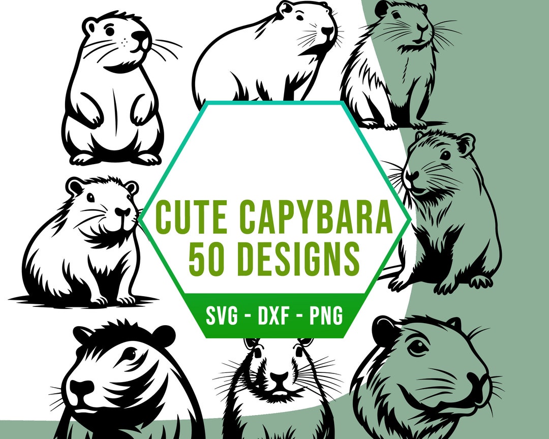 Cute Capybara SVG PNG Bundle, Large Savanna Rodent Animal SVG Pack ...