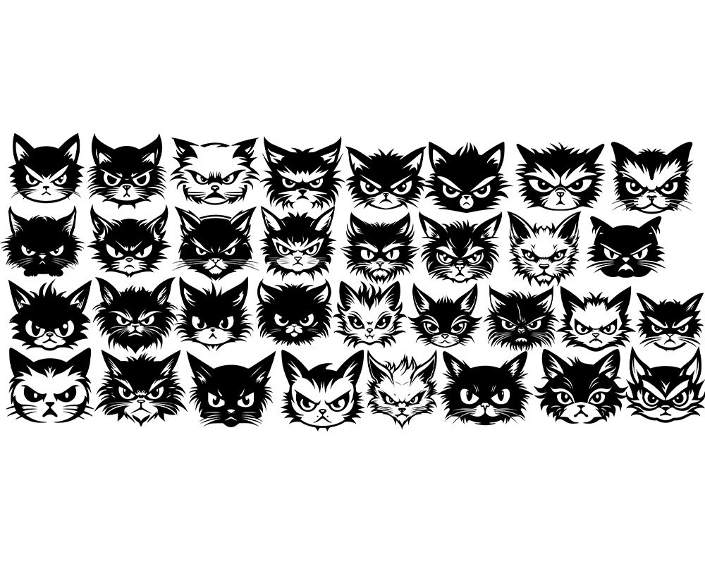 Angry Cat SVG PNG Bundle, Cute Grumpy Kitten Pet SVG Pack, Cricut ...