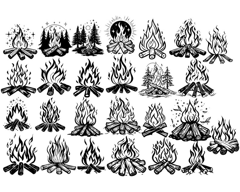Outdoor Campfire SVG Bundle, Nature Camping Fire SVG Pack, Cricut ...
