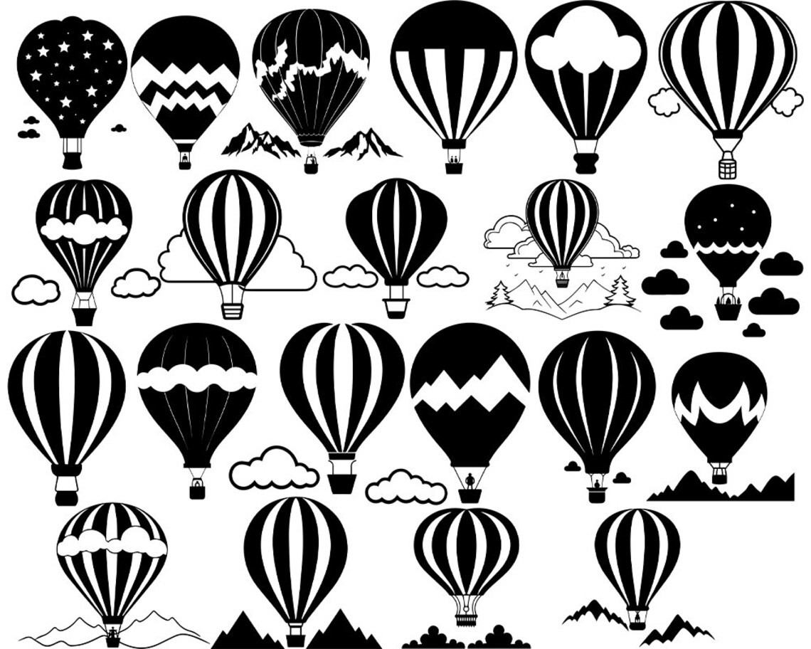 Hot Air Balloon SVG Bundle, Flying Aircraft SVG Pack, Cricut Silhouette ...