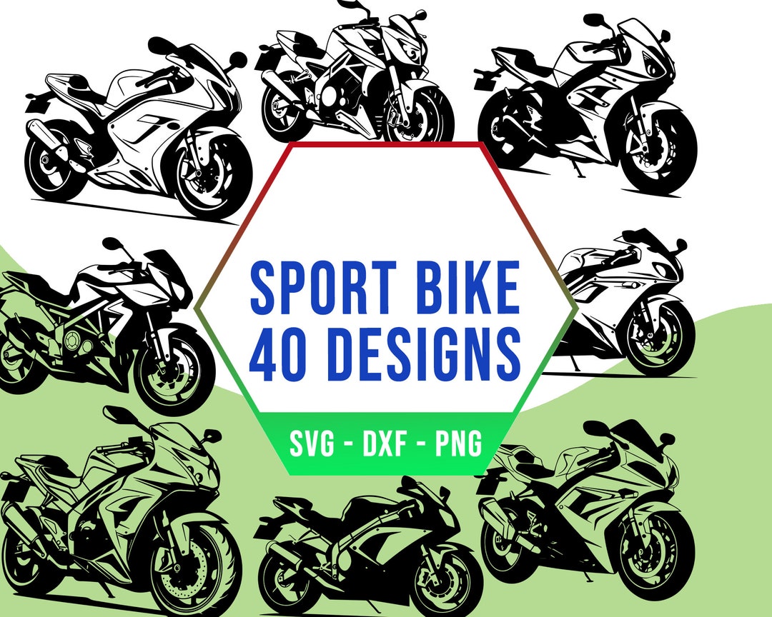 Sport Bike SVG PNG Bundle, Fast Road Racing Motorcycle SVG Pack, Cricut ...