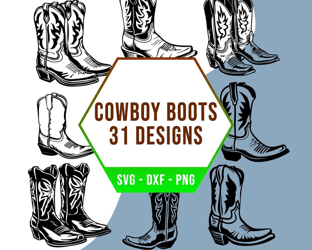 Cowboy Boots SVG Bundle, Western Country SVG Pack, Cricut Silhouette ...