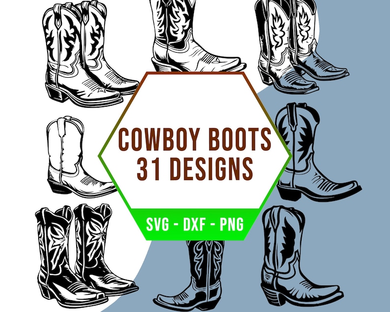 Cowboy Boots SVG Bundle, Western Country SVG Pack, Cricut Silhouette ...