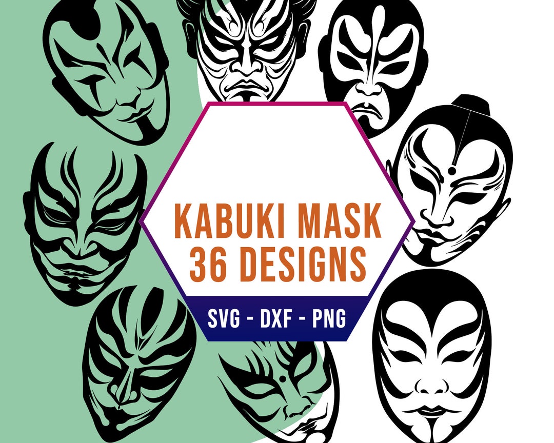 Kabuki Mask SVG Bundle, Japanese Theatre SVG Pack, Cricut Silhouette ...