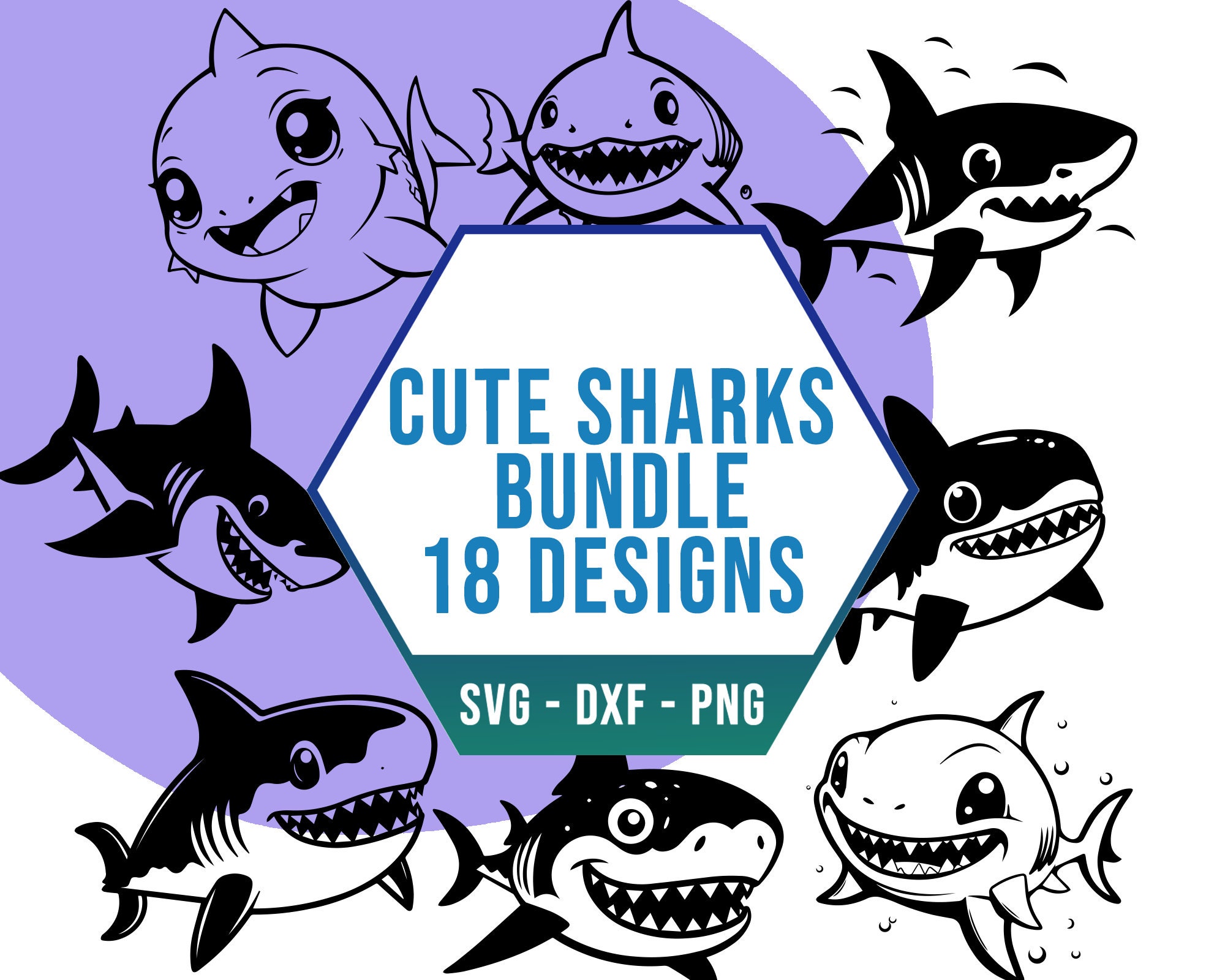 Baby Shark SVG Bundle, Underwater Sea Animal Predator SVG Pack, Cricut ...