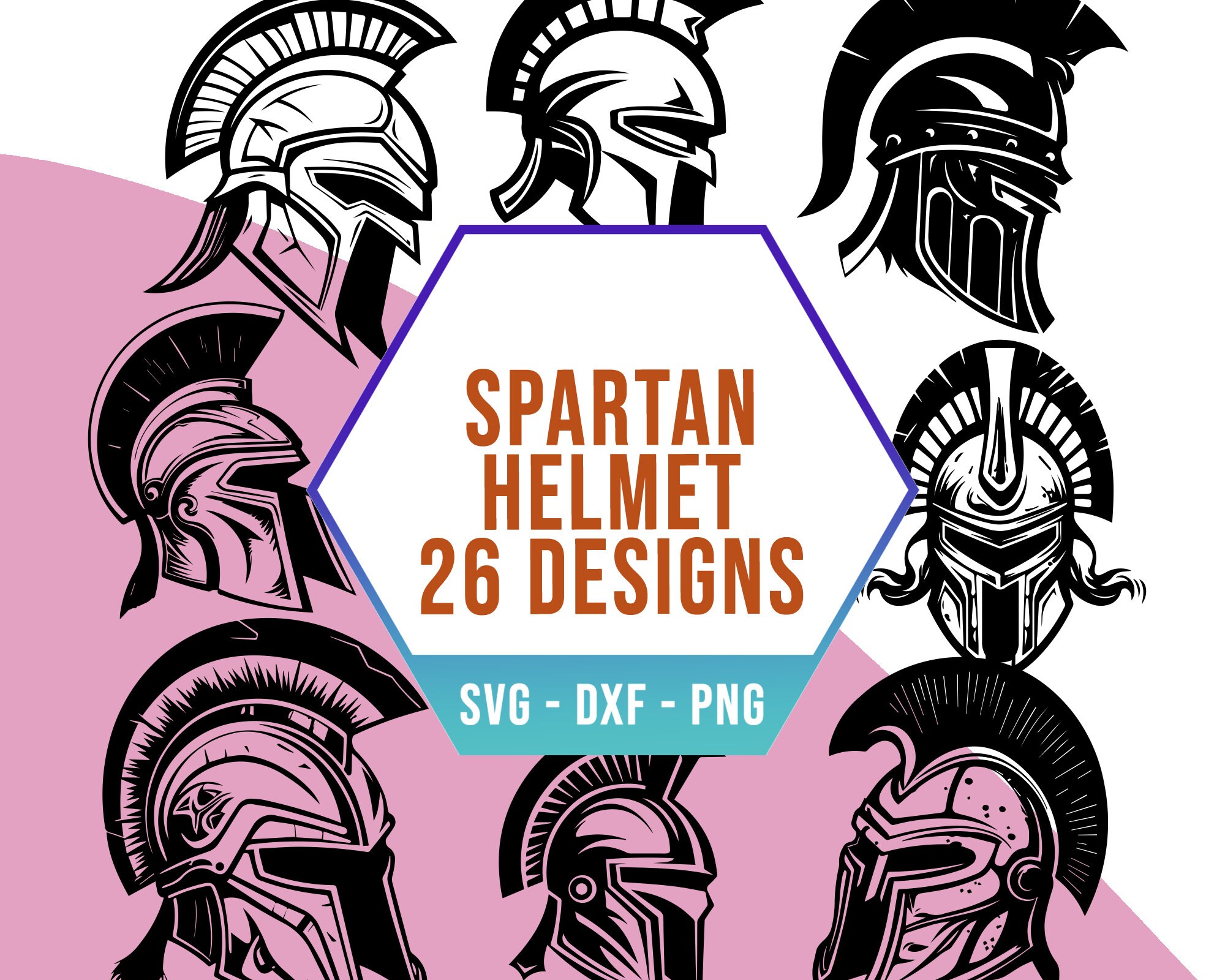 Medieval Spartan Gladiator Helmet SVG Bundle, Middle Age Greek Warrior ...