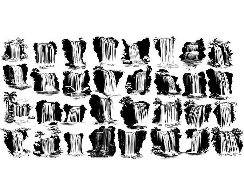 Natural Waterfall SVG Bundle, Water Tropical Cascade SVG Pack, Cricut ...