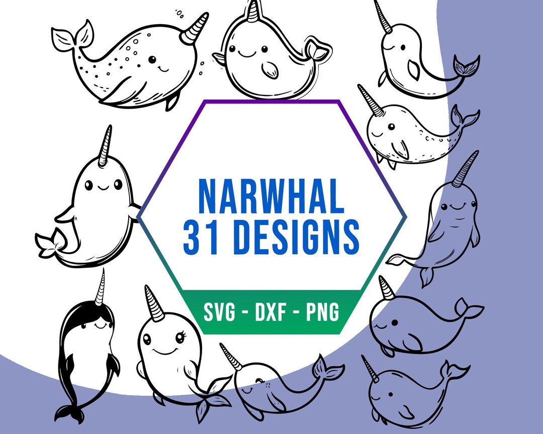Cute Narwhal SVG Bundle, Ocean Underwater Creature SVG Pack, Cricut ...
