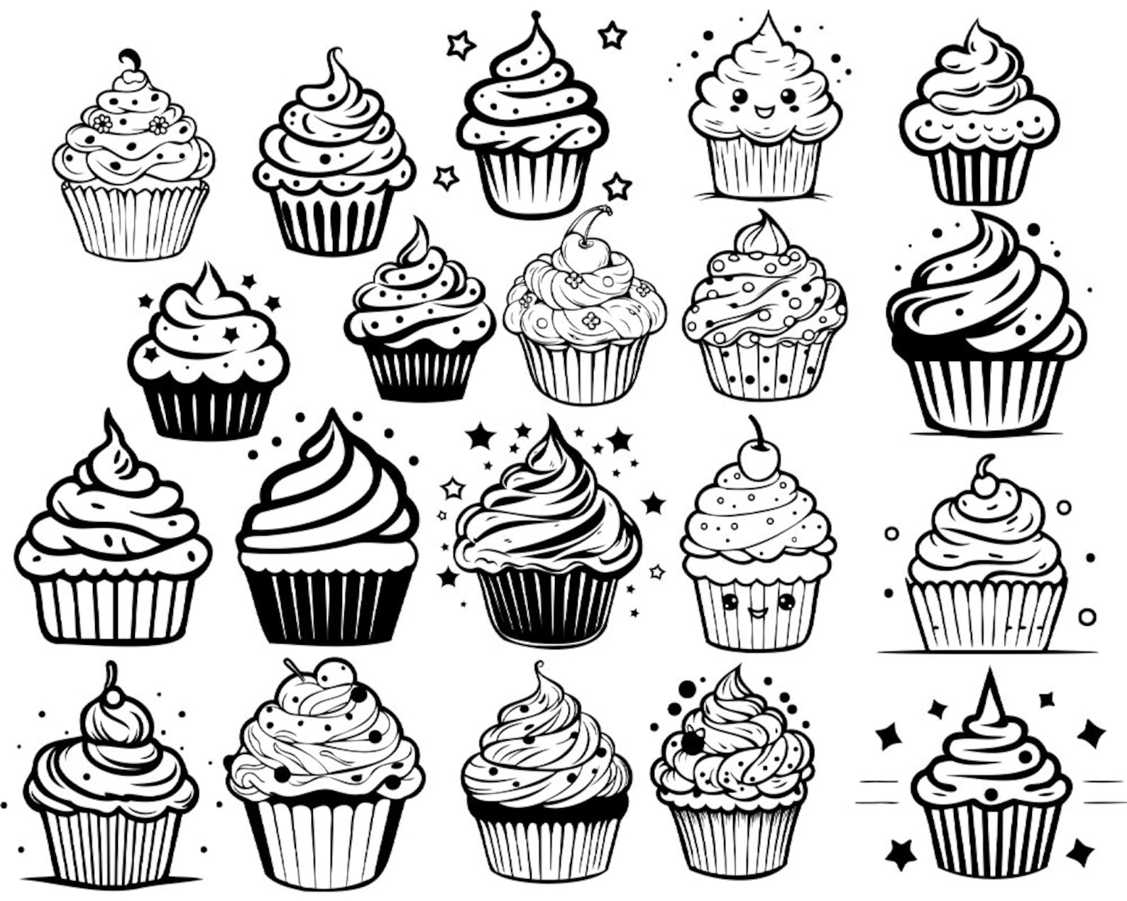 Cute Cupcake SVG Bundle Birthday Cupcake SVG Pack Cricut - Etsy