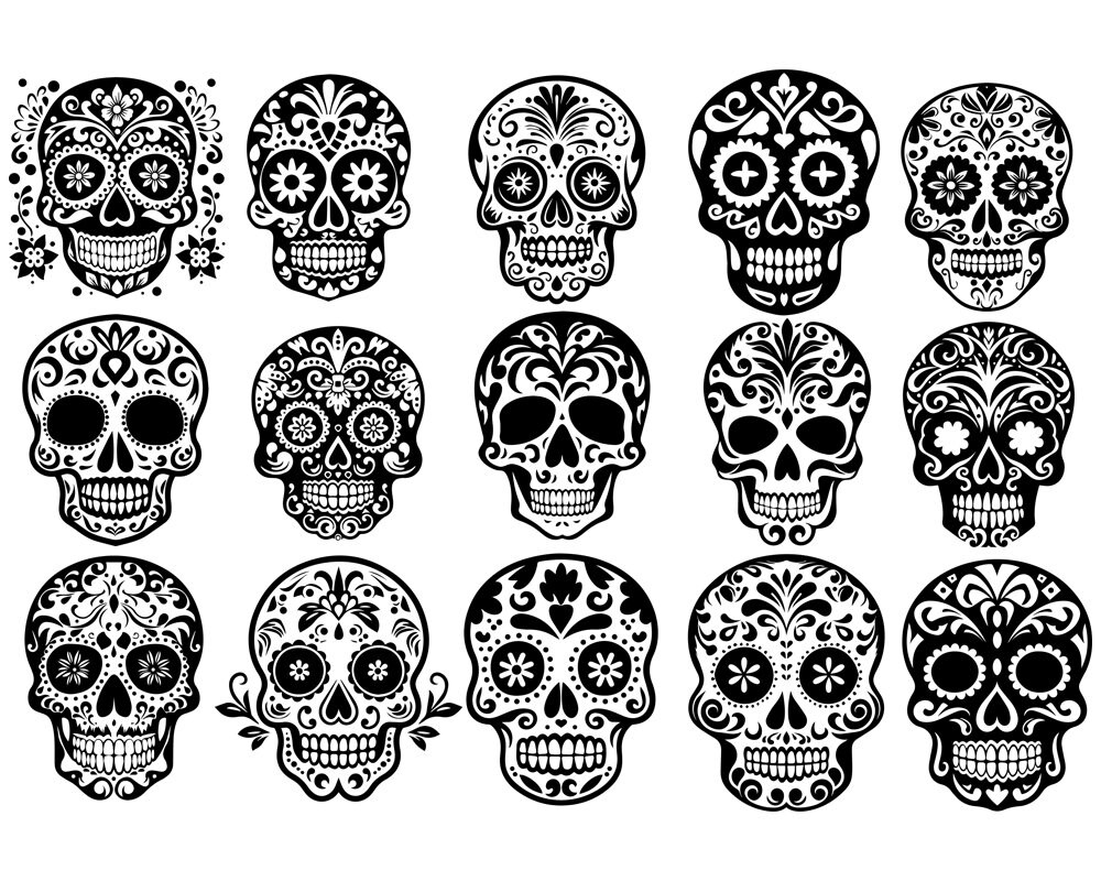 Mexican Sugar Skull SVG Bundle, Skull Calavera SVG Pack, Cricut ...