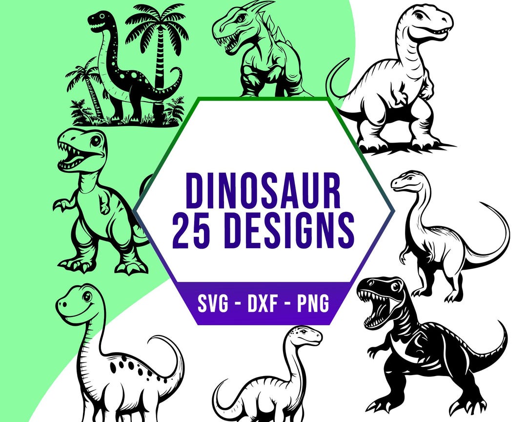 Prehistoric Dinosaur SVG Bundle, Jurassic Reptile Monster SVG Pack ...
