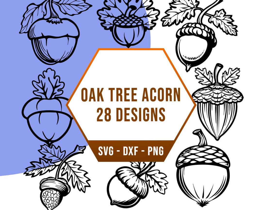 Oak Tree Acorn SVG Bundle, Forest Oaknut SVG Pack, Cricut Silhouette ...