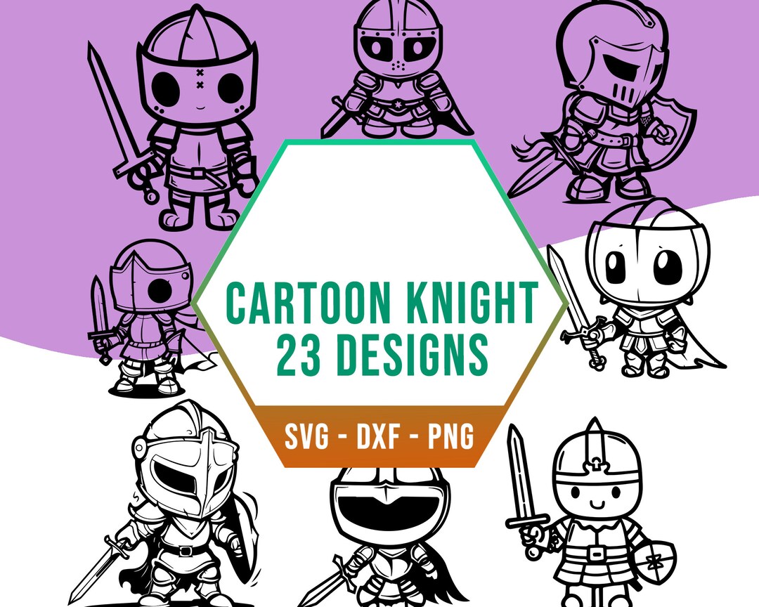 Cartoon Knight SVG Bundle, Medieval Chivalry Warrior SVG Pack, Cricut ...