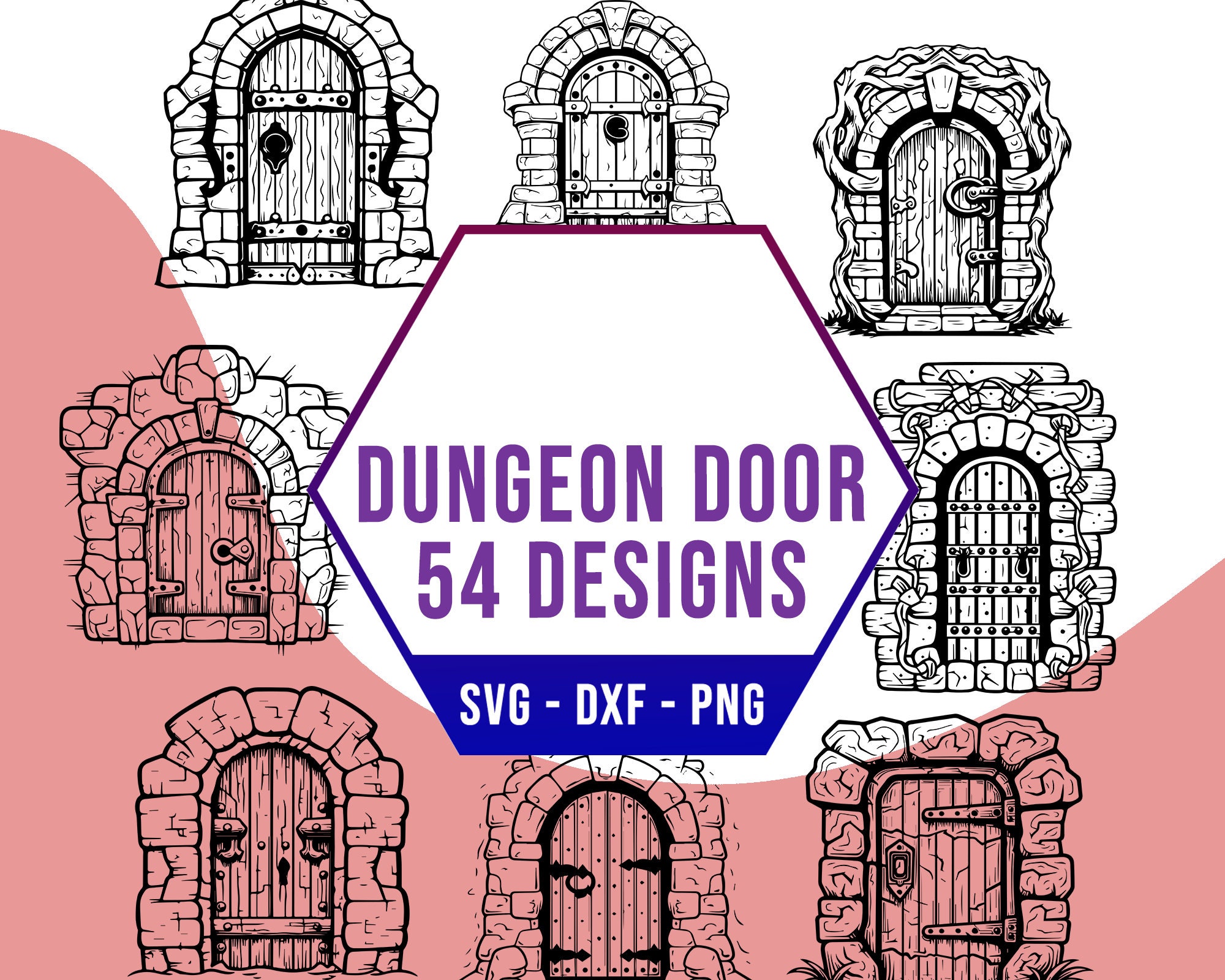 Dungeon Door SVG PNG Bundle, Medieval Castle Gate SVG Pack, Cricut ...