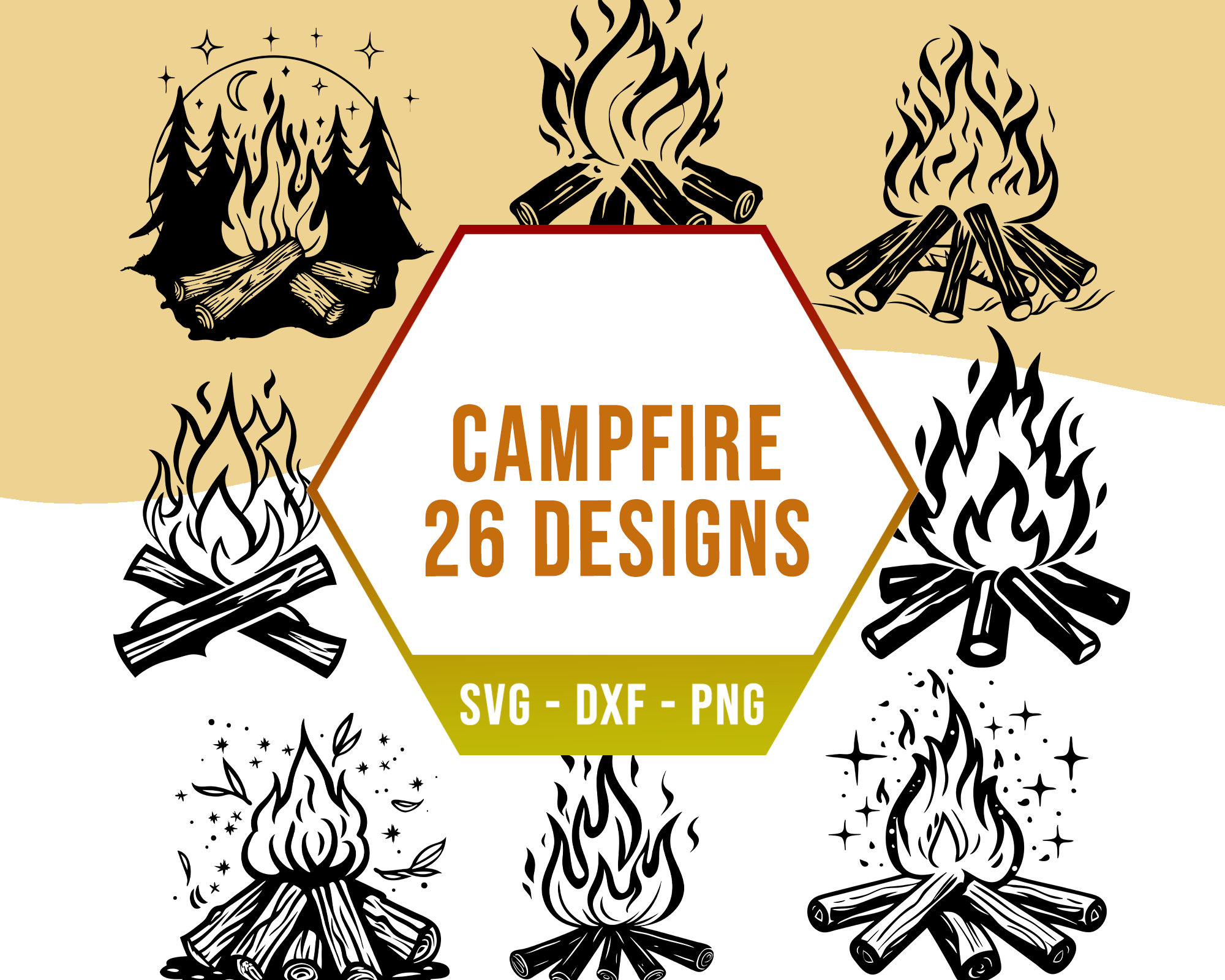 Outdoor Campfire SVG Bundle, Nature Camping Fire SVG Pack, Cricut ...